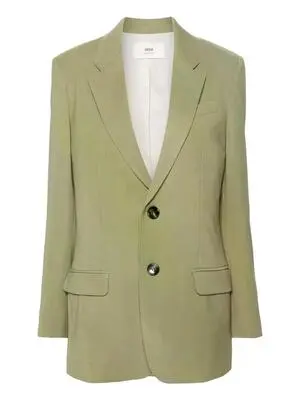 AMI Paris Single-breasted Textured Blazer - Green