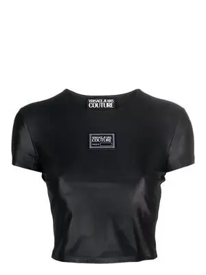 Versace Logo-patch Cropped T-shirt - Black