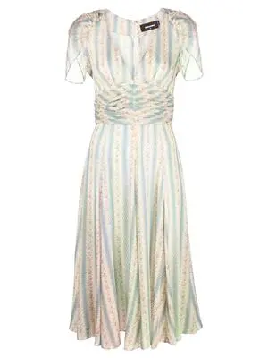 Dsquared2 Floral-print Flared Tea Dress - Neutrals