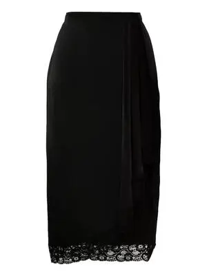 Blumarine Asymmetric Lace-detail Skirt - Black