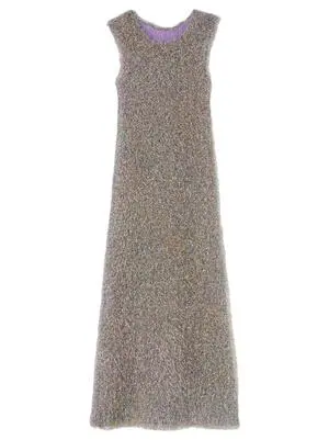 JIL SANDER V-neck Sleeveless Midi Dress - Silver