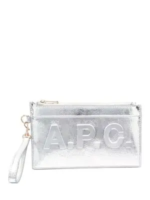 A.p.c. Zip-up Leather Clutch - Silver