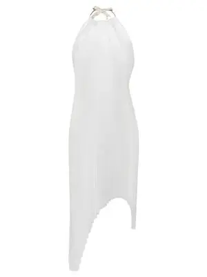 SHANSHAN RUAN Asymmetric Pleated Midi Dress - Neutrals