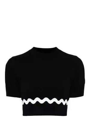 PATOU Wave Cropped Sweater - Black