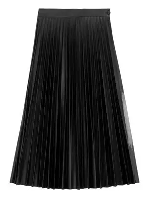 MAISON MARGIELA Pleated Faux-leather Midi Skirt - Black