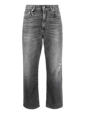 R13 Cropped Boyfriend Jeans - Grey