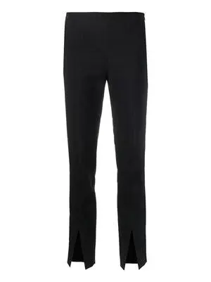 GENNY Front-slit Cropped Trousers - Black