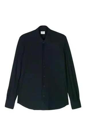 MAZZARELLI Tonal Stitching Cotton Shirt - Blue