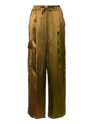 YVES SALOMON Satin Cargo Pants - Brown