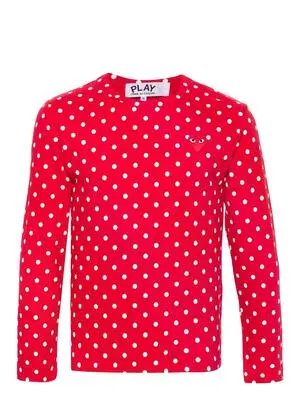 Play Comme Des Garcon Polka-dot Cotton T-shirt - Red