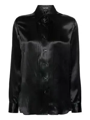 TOM FORD Silk Shirt With Pintuck Detailing Black
