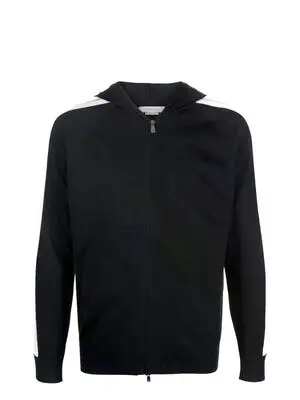 Corneliani Striped-sleeve Zip-up Hoodie - Blue