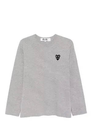 Play Comme Des Garcon Double Heart-patch T-shirt - Grey