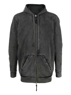 Boris Bidjan Saberi Faded Long-sleeved Cotton Hoodie - Grey