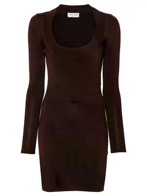 Saint Laurent Décolleté Mini Dress - Brown