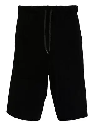 Versace Logo-patch Velvet Shorts - Black