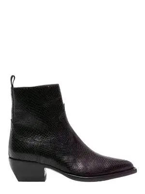GOLDEN GOOSE Snakeskin-effect Leather Ankle Boots - Black