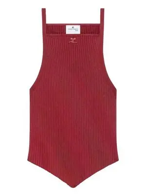 COURREGES Pointy Rib-knit Tank Top - Red