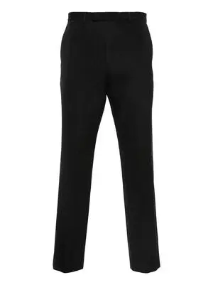 Gucci Logo-embroidered Wool Trousers - Grey