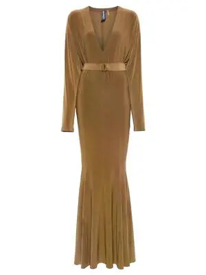 Norma Kamali V-neck Fishtail Gown - Brown