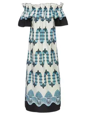 LA DOUBLEJ La DoubleJ Sirocco Print Off-Shoulder Dress