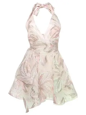 Talbot Runhof Floral-appliqué Belted Minidress - Pink