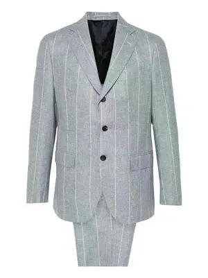 Eleventy Striped Suit - Grey