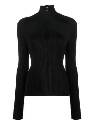 MSGM High-neck Knitted Top - Black