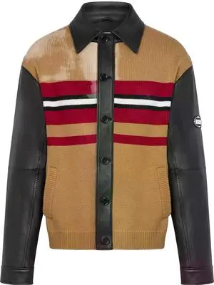 Moschino Knitted-panel Leather Jacket - Black