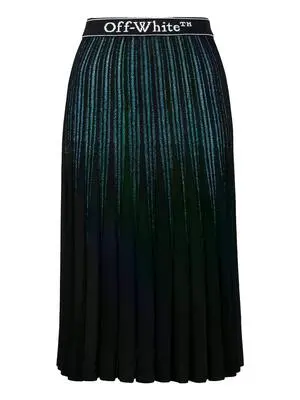 Off-White Glitter-stripe Pleated Skirt - Blue
