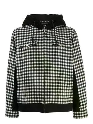 Undercover Check-pattern Hooded Jacket - Black