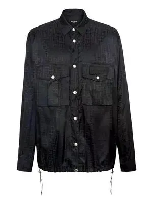 Balmain Monogram Button-up Over Shirt - Black