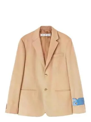 Off-White Embroidered-logo Single-breasted Blazer - Brown