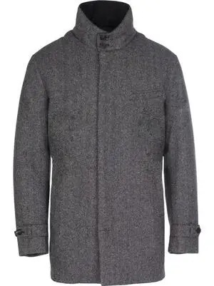 NORWEGIAN WOOL Virgin Wool-cashmere Blend Herringbone Coat - Grey