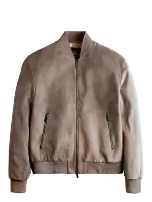 TOD'S Suede Bomber Jacket - Brown
