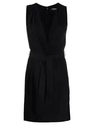 Dsquared2 Belted Silk-crepe Dress - Black