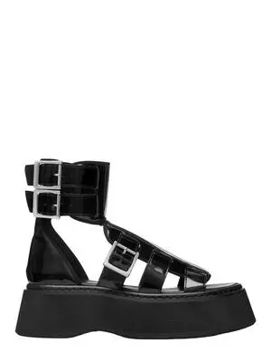Junya Watanabe Caged Leather Flatform Sandals - Black