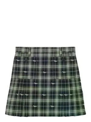 Maison Kitsuné Pocket-embellished Pleated Mini Skirt - Green