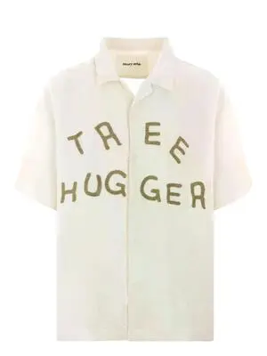 STORY MFG. Greetings Appliqué-lettering Shirt - Neutrals