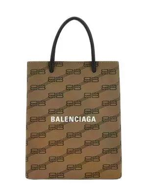 Balenciaga Bb Monogram-print Tote Bag - Brown
