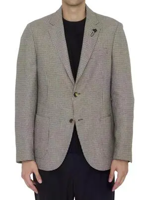 LARDINI Houndstooth-pattern Blazer - Neutrals