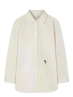 Palm Angels Palms-embroidered Poplin Shirt - Neutrals