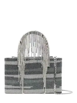 Kara Crystal-embellished Fringe Tote Bag - Silver