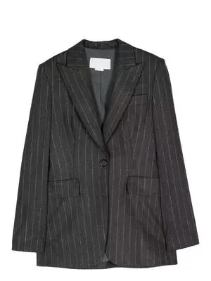 GENNY Pinstriped Melton Virgin Wool-blend Blazer - Grey