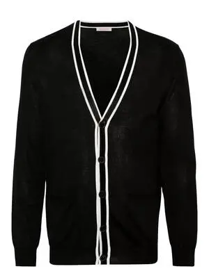 Valentino Garavani Contrasting-trim Virgin Wool Cardigan - Black