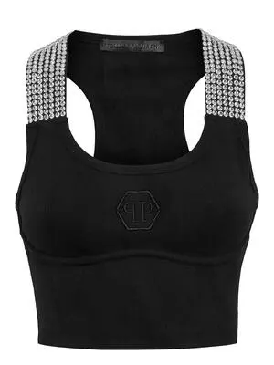 PHILIPP PLEIN Crystal-Embellished Cropped Top