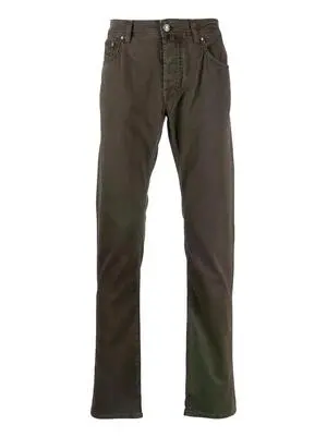 Jacob Cohen Straight-leg Trousers With Logo Patch - Brown