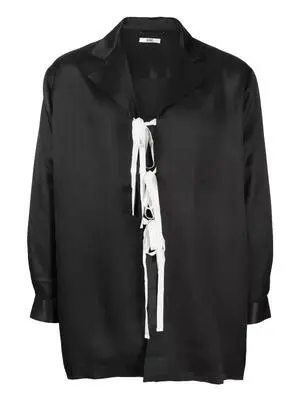 BODE Silk Tie-fastening Shirt - Black