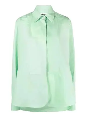 JIL SANDER Long-sleeved Cotton Shirt - Green