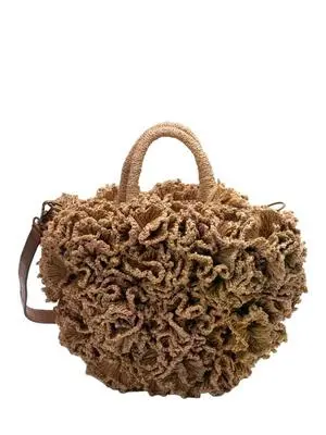 IBELIV Woven Raffia Tote Bag - Brown